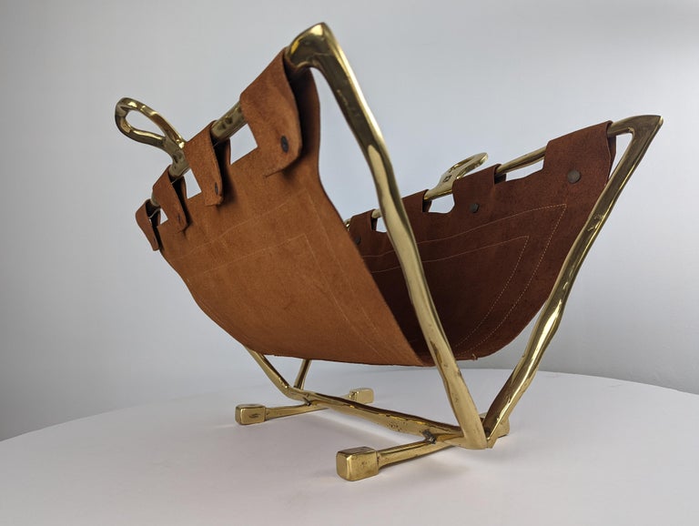 David Marshall 2-Tone Gilt Bronze Designer Magazine Rack, 1980s For ...