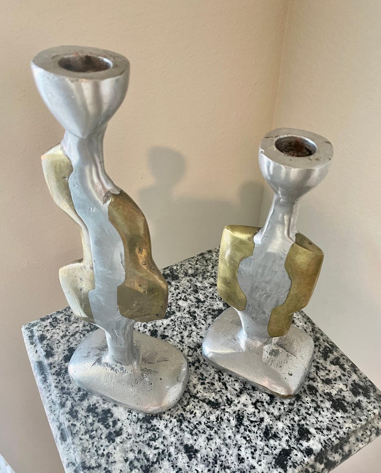 David Marshall Brutalist Candle Sticks, a Pair For Sale at 1stDibs