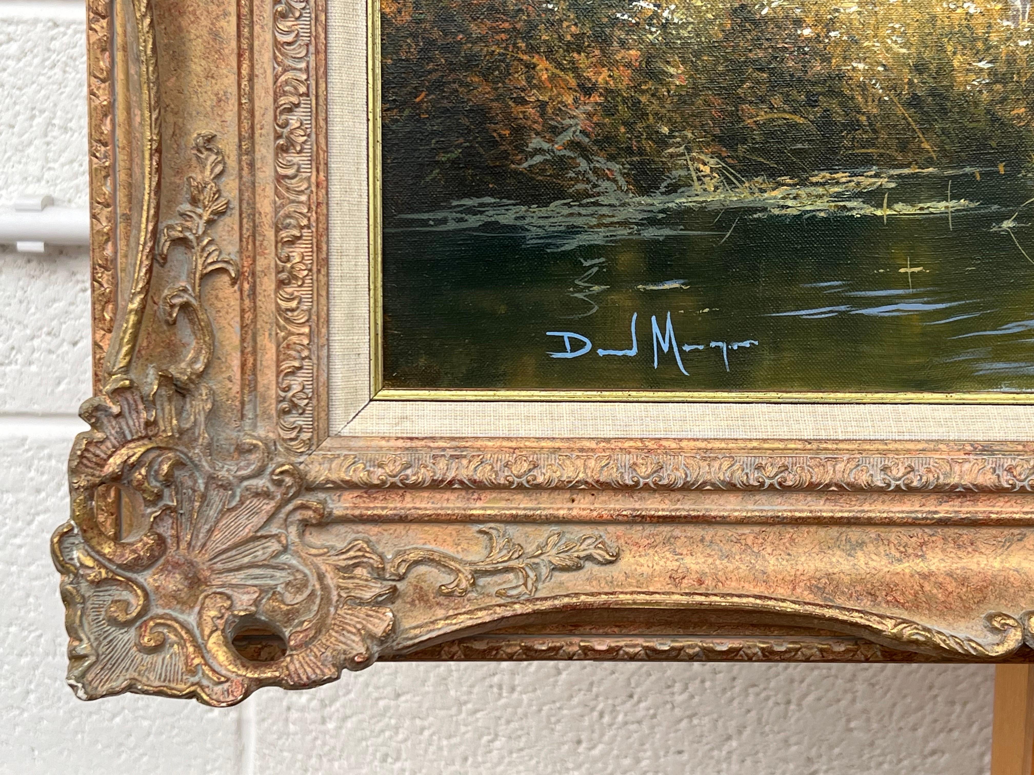 David Morgan - Lush Green Serene River Landscape Scene with Swans and ...
