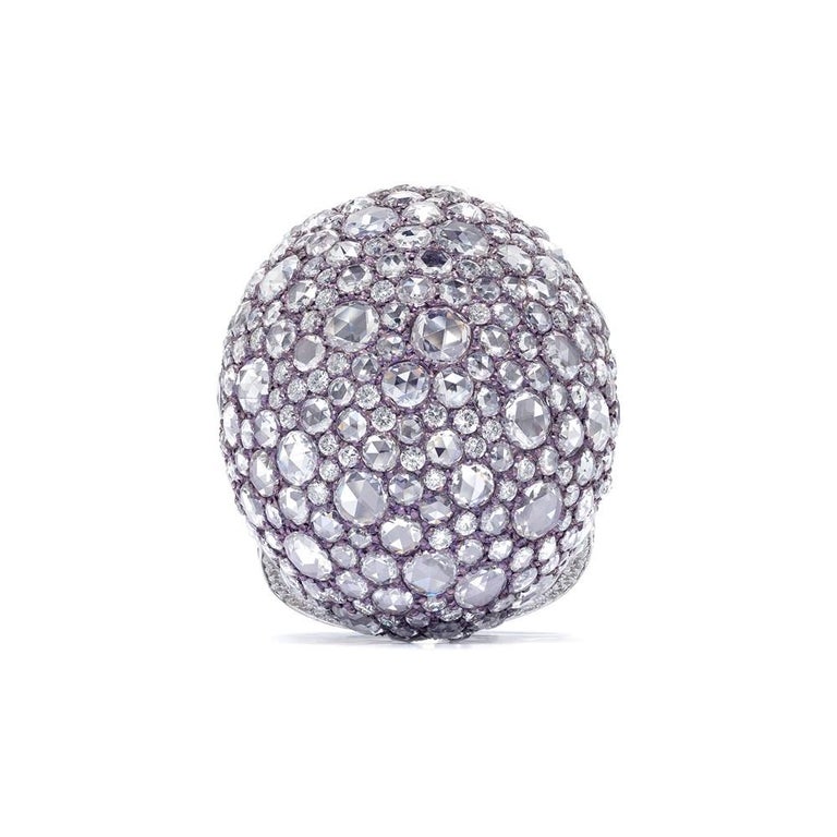 David Morris Domed Rose Cut Diamond Set and Pink Titanium Cocktail Ring ...