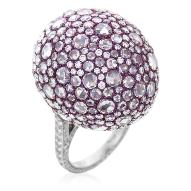 David Morris Domed Rose Cut Diamond Set and Pink Titanium Cocktail Ring ...