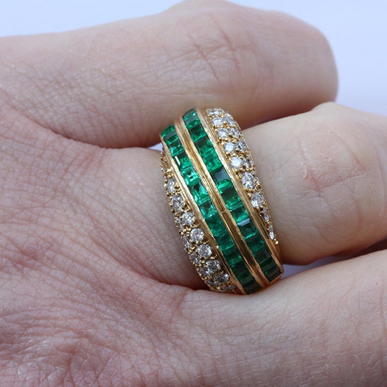 David Morris Gold Diamond and Emerald Band Ring at 1stDibs