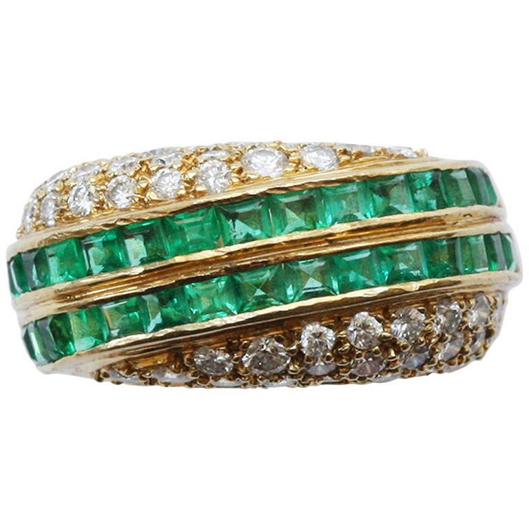 David Morris Gold Diamond and Emerald Band Ring at 1stDibs