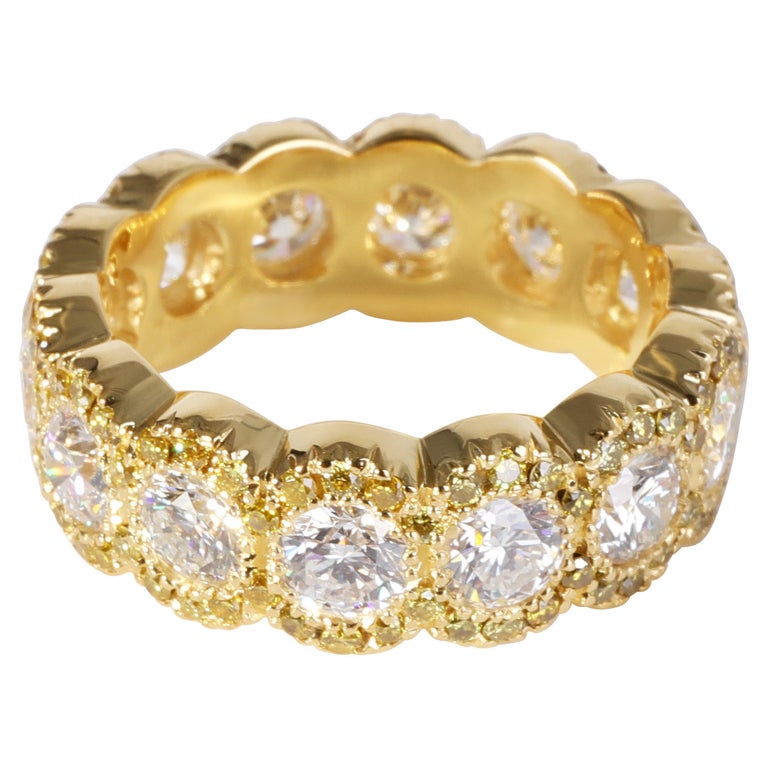 David Morris Halo Diamond Band in 18k Yellow Gold G-H VS 6.8 CTW For ...