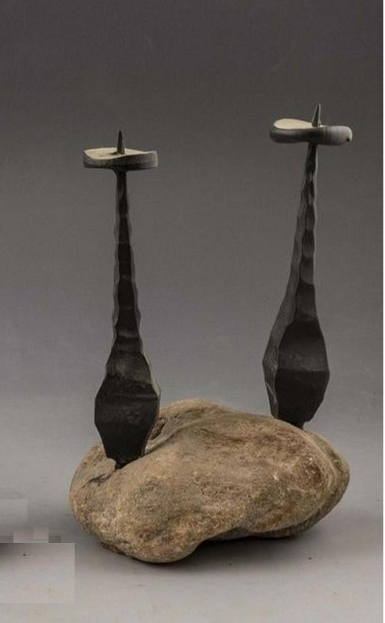 David Palombo - Hand Forged Brutalist Iron Stone Sculpture Israeli ...
