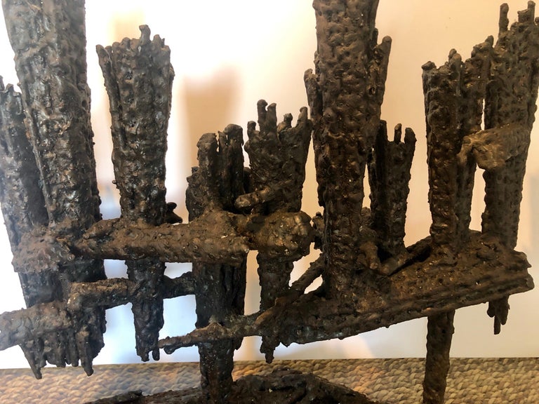 David Palombo - Large Modernist Hand Forged Iron Menorah Sculpture ...