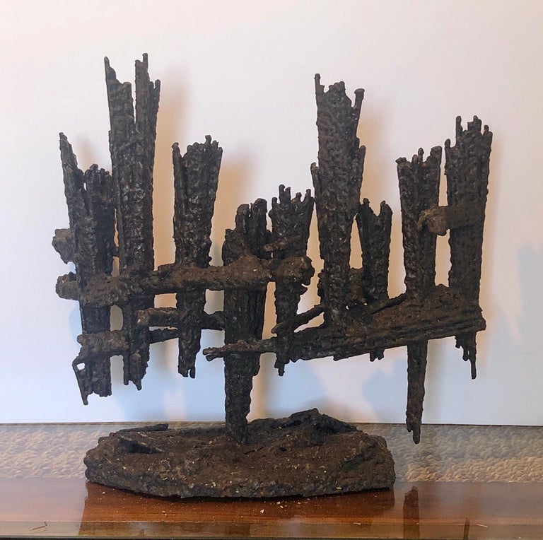 David Palombo - Large Modernist Hand Forged Iron Menorah Sculpture ...