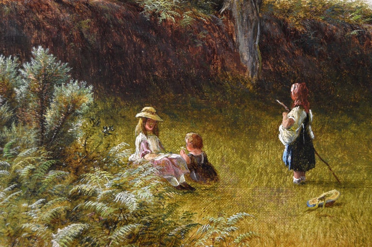 David Payne - 19th Century landscape oil painting of children by a ...