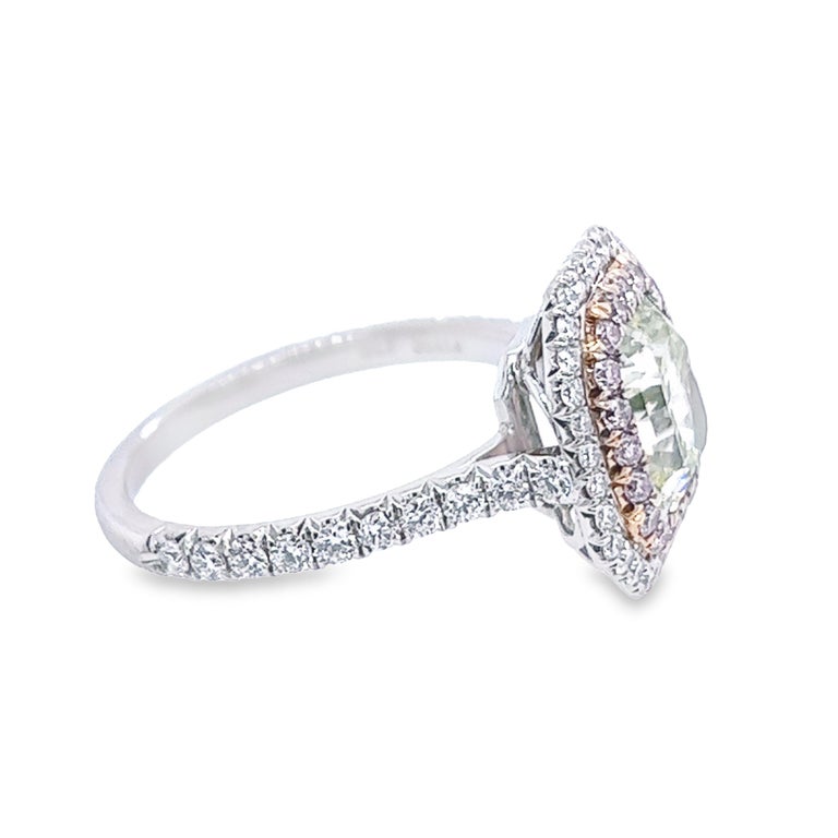 David Rosenberg 2.07 Carat Radiant Fancy Green Yellow GIA Diamond Ring For Sale at 1stDibs