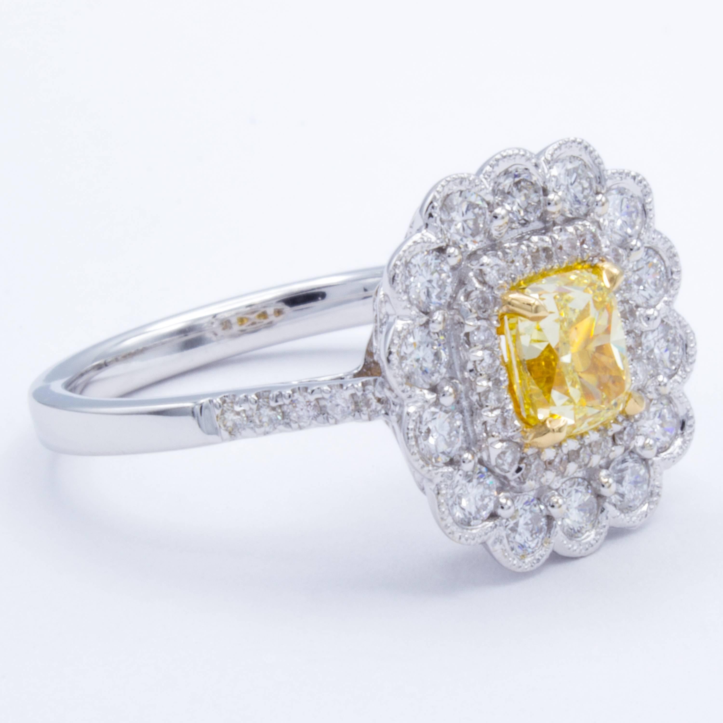 David Rosenberg .76 Natural Fancy Yellow Cushion Cut GIA Diamond ...
