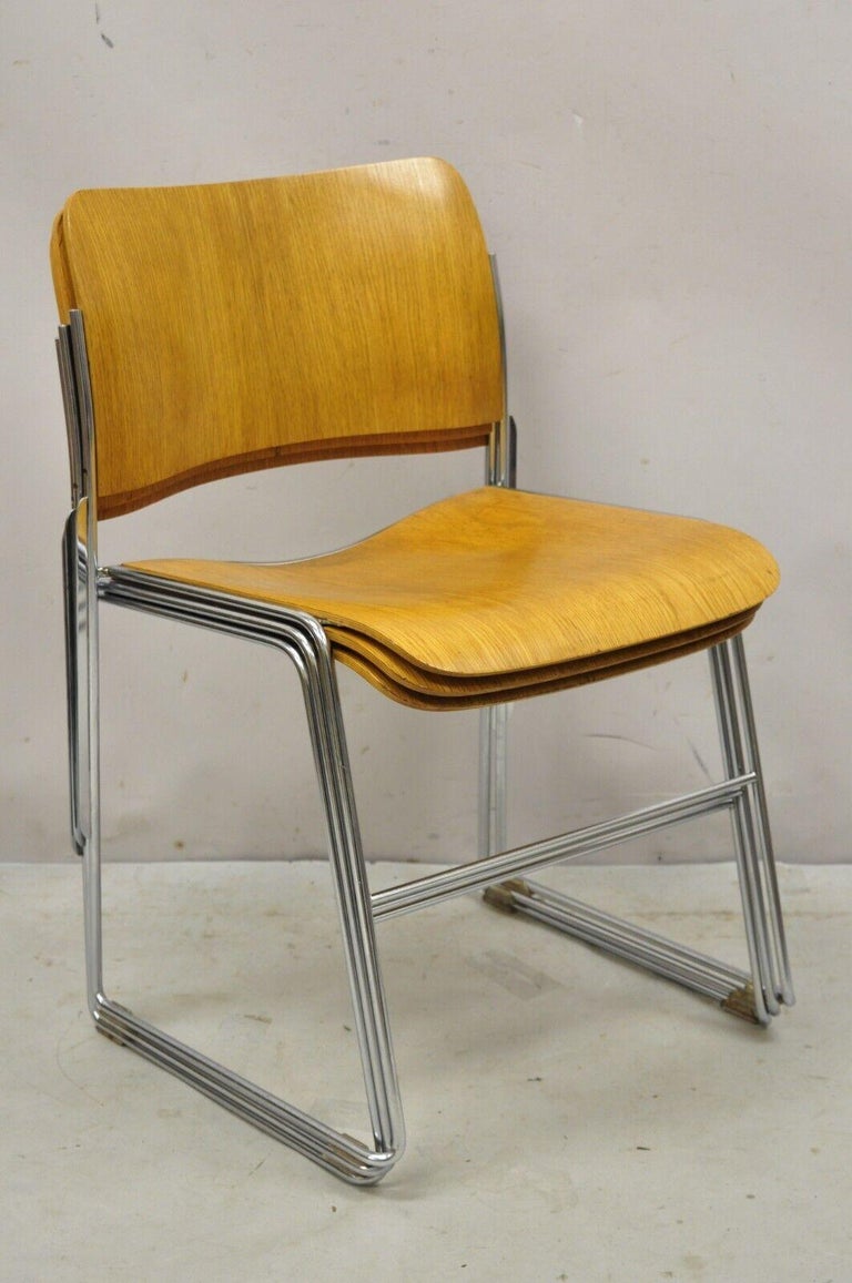 David Rowland 40/4 Bentwood Chrome Frame Stacking Side Chairs, Set of 3 ...