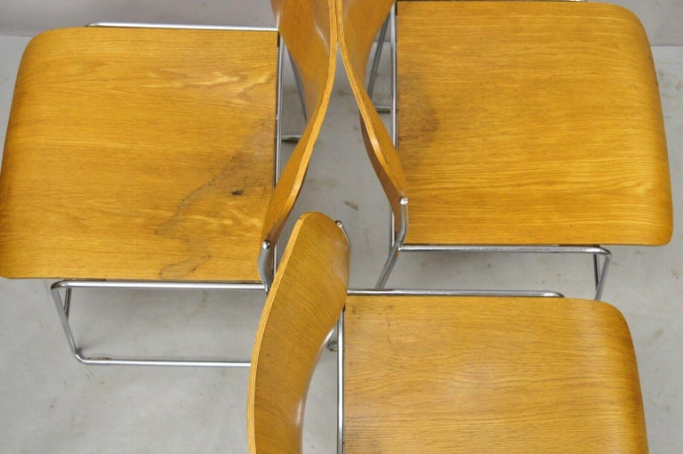 David Rowland 40/4 Bentwood Chrome Frame Stacking Side Chairs, Set of 3 ...