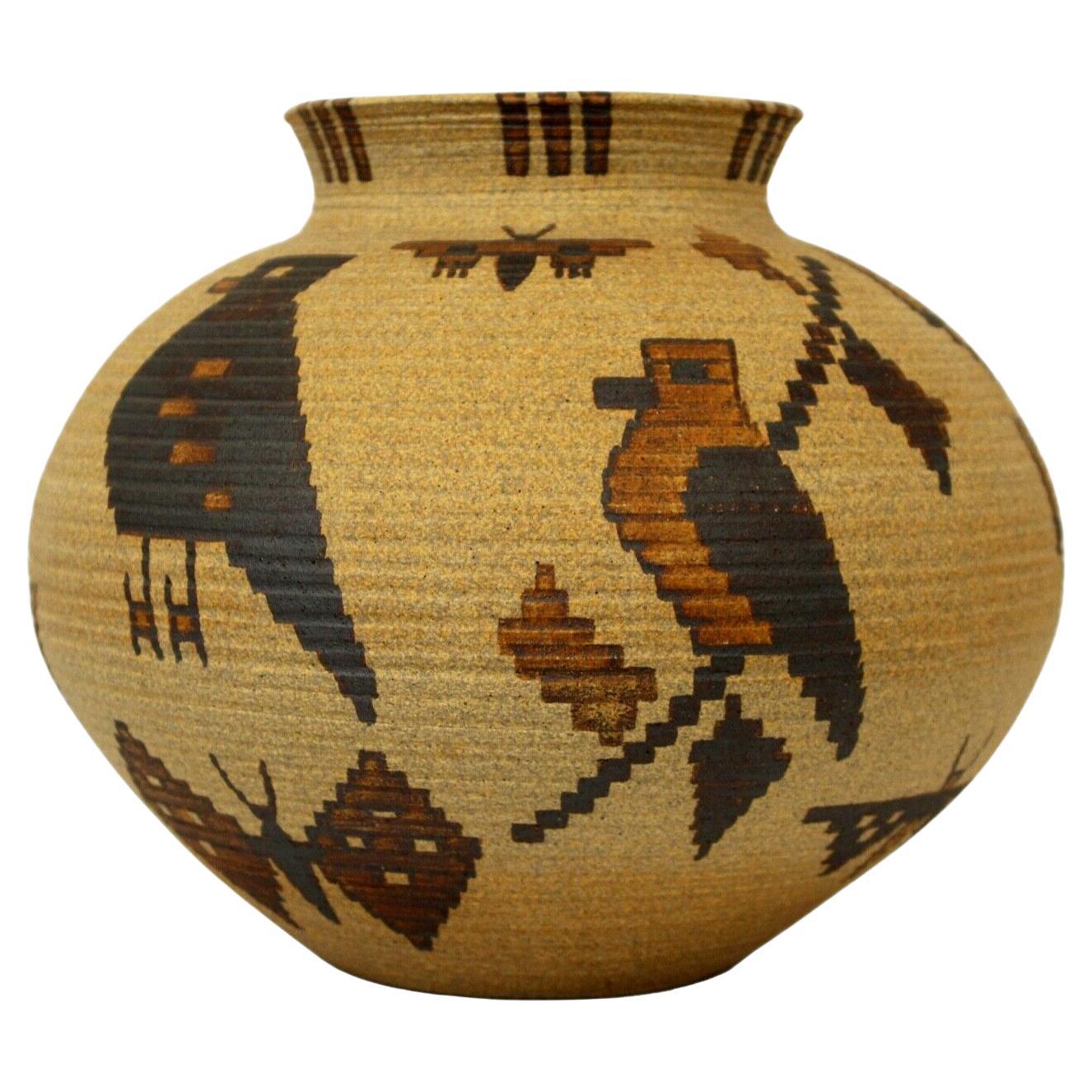 David Salk Washo Clay Bird and Insect Motif Pottery at 1stDibs