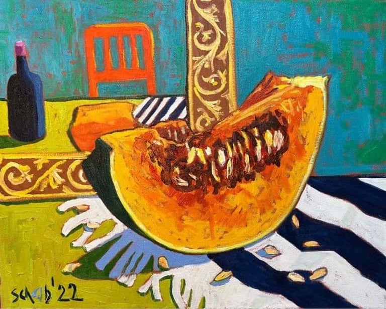 DAVID SCHAB - PUMPKIN AND A MIRROR For Sale at 1stDibs