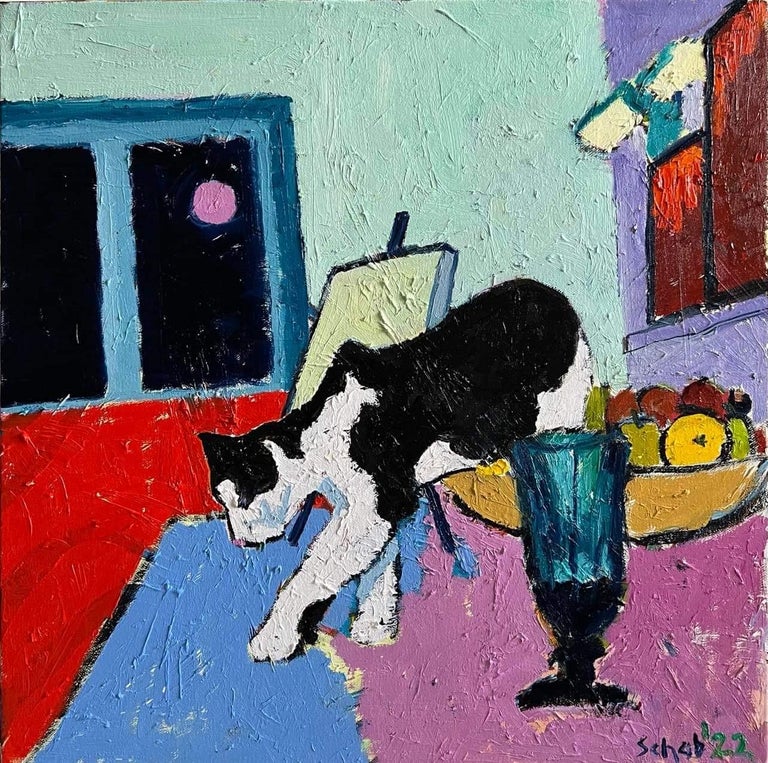 DAVID SCHAB - RED WINE IN A TURQUOISE GLASS For Sale at 1stDibs
