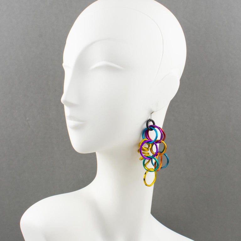 David Spada Space Age Multicolor Aluminum Dangle Pierced Earrings For ...