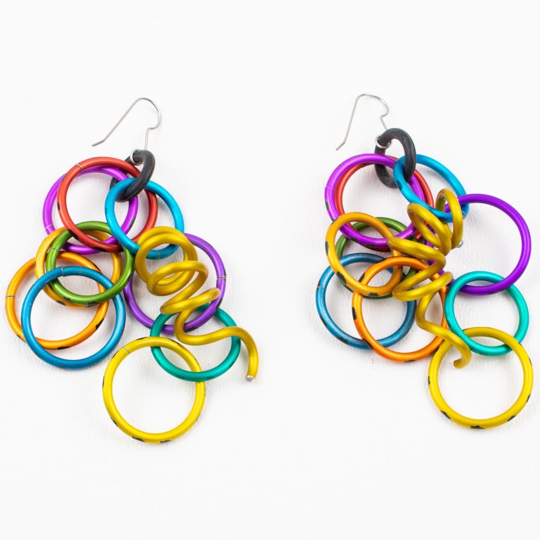 David Spada Space Age Multicolor Aluminum Dangle Pierced Earrings For ...