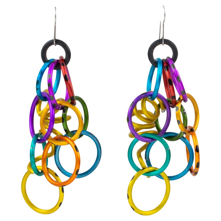 David Spada Space Age Multicolor Aluminum Dangle Pierced Earrings For ...