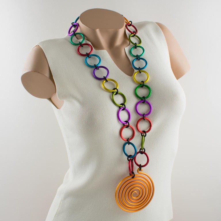 David Spada Space Age Multicolour Aluminium Pendant Necklace at 1stDibs