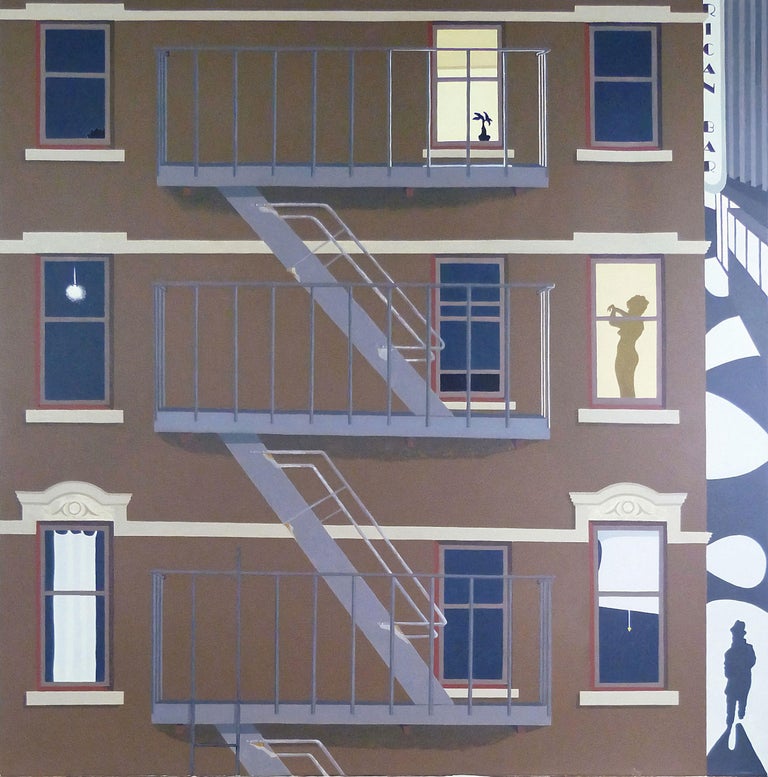 David Supper - Fire Escapes, New York City, Painting, Acrylic on Canvas ...