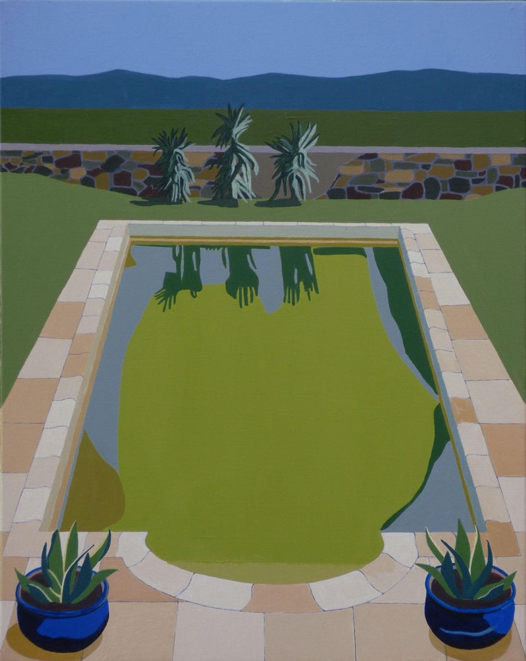 David Supper - La Piscine Verte, Painting, Acrylic on Canvas For Sale at 1stDibs