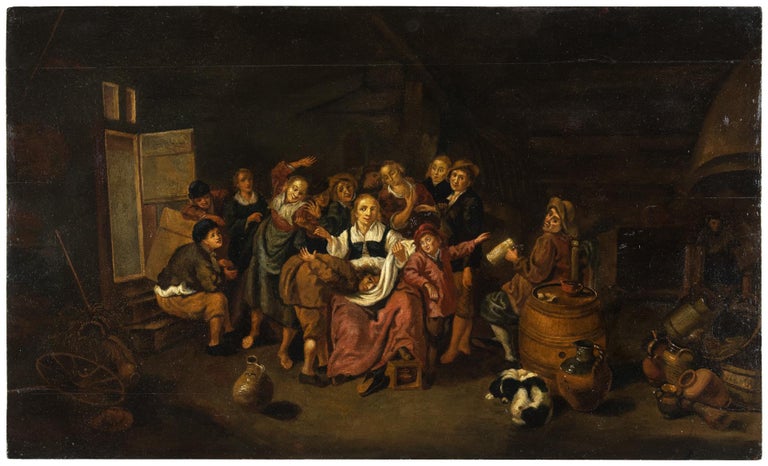 Late 18th century Dutch figure painting - Inn Interior - Oil on panel ...