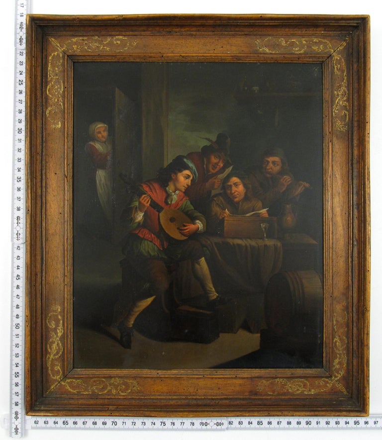 The Lute Player - A Flemish Interior after David Teniers II - 18thC Oil ...