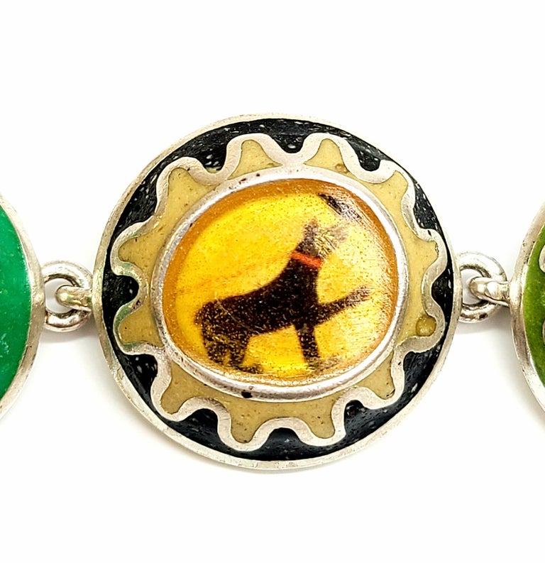 David Urso Sterling Silver Resin Whimsical Animal Link Bracelet For ...