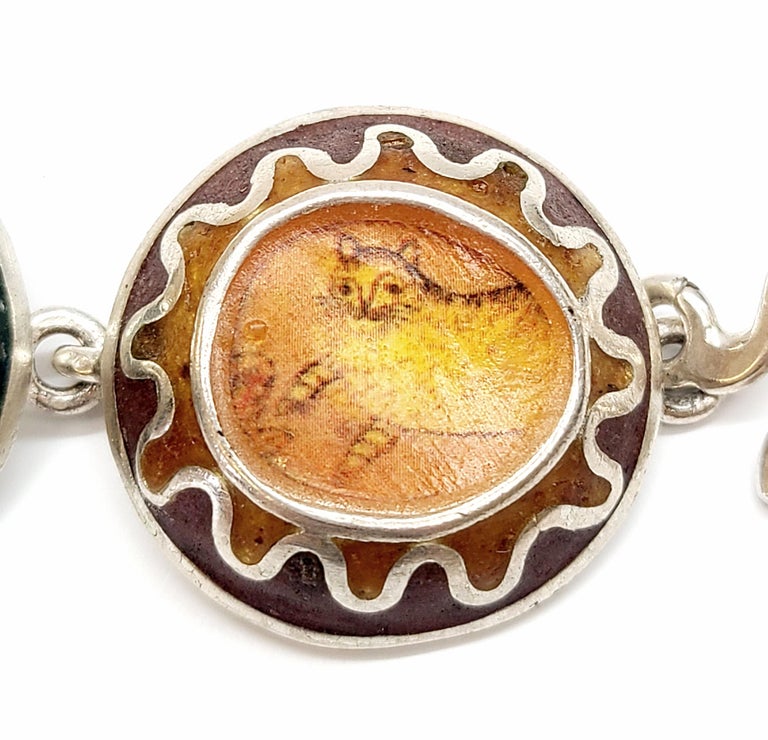 David Urso Sterling Silver Resin Whimsical Animal Link Bracelet For ...