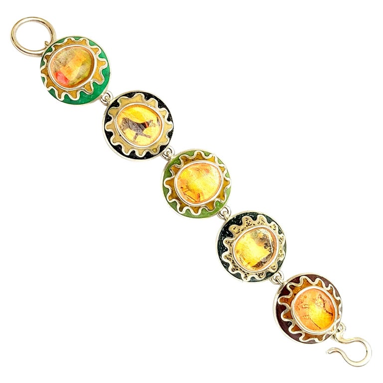 David Urso Sterling Silver Resin Whimsical Animal Link Bracelet For ...