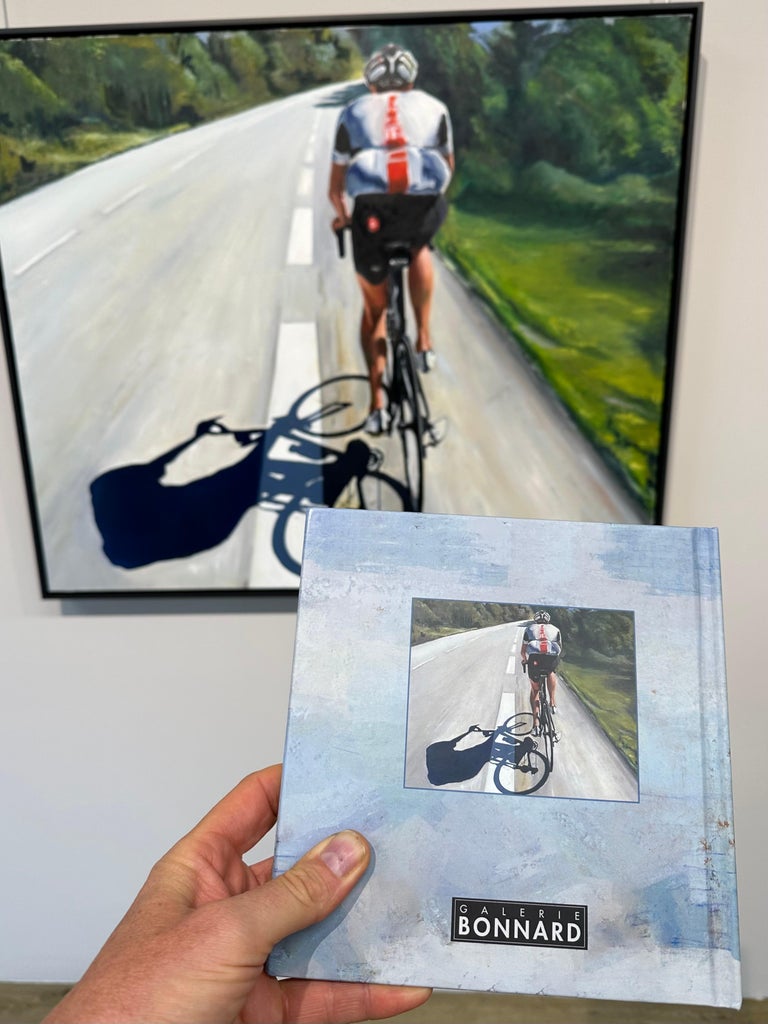David van der Linden - Cycling- 21st Century Contemporary painting of a ...