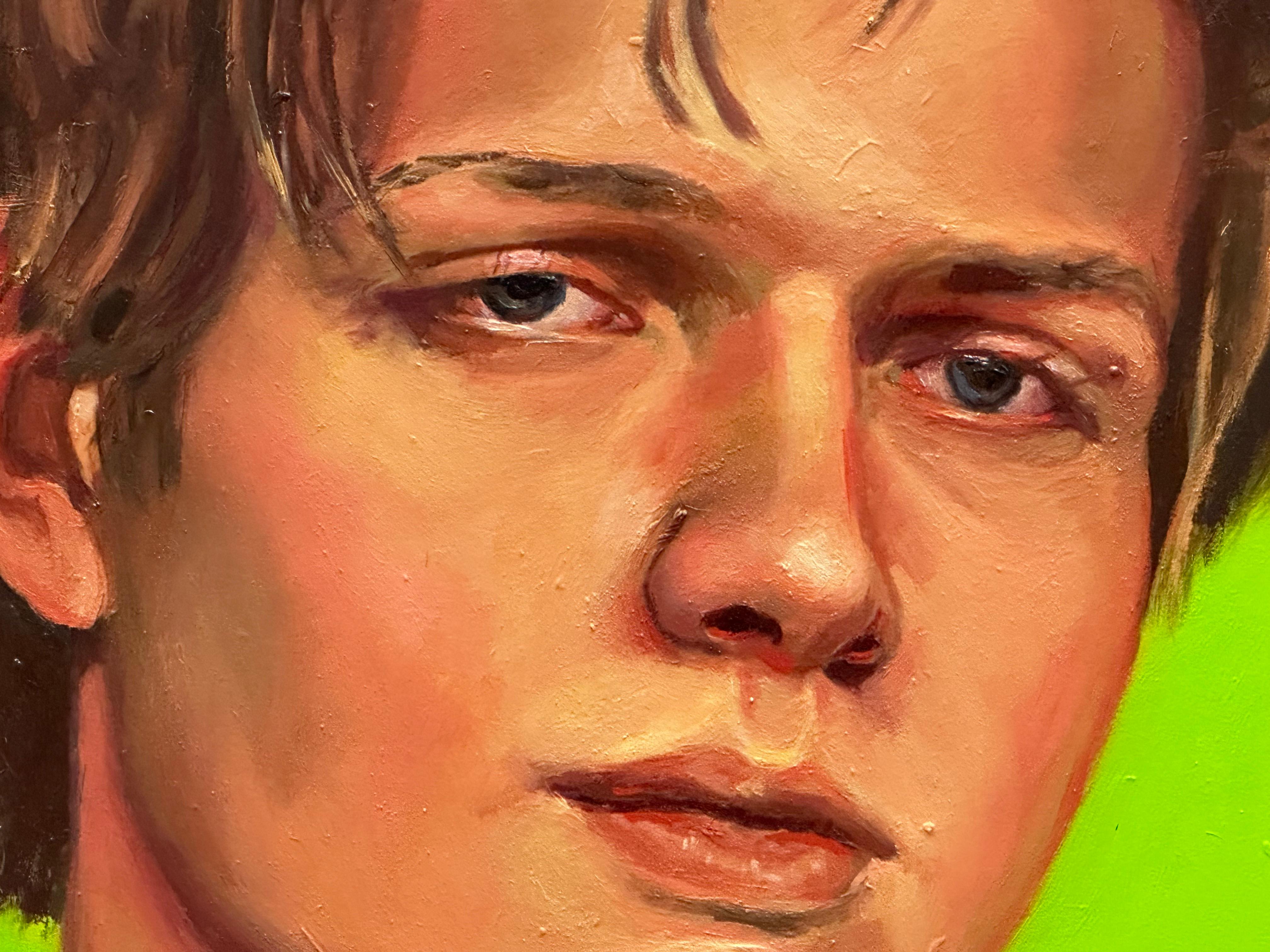 David van der Linden - When I live my Dream - 21st Ct Contemporary Painting of Boy with Bare ...