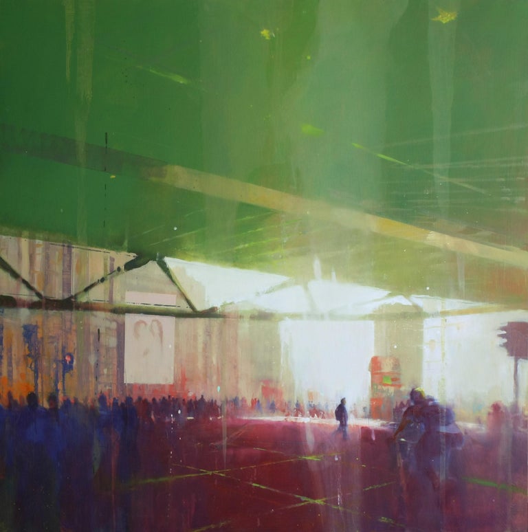 David Walker - Crossways - Contemporary Scene of Urban London: Oil Paint on Board For Sale at ...