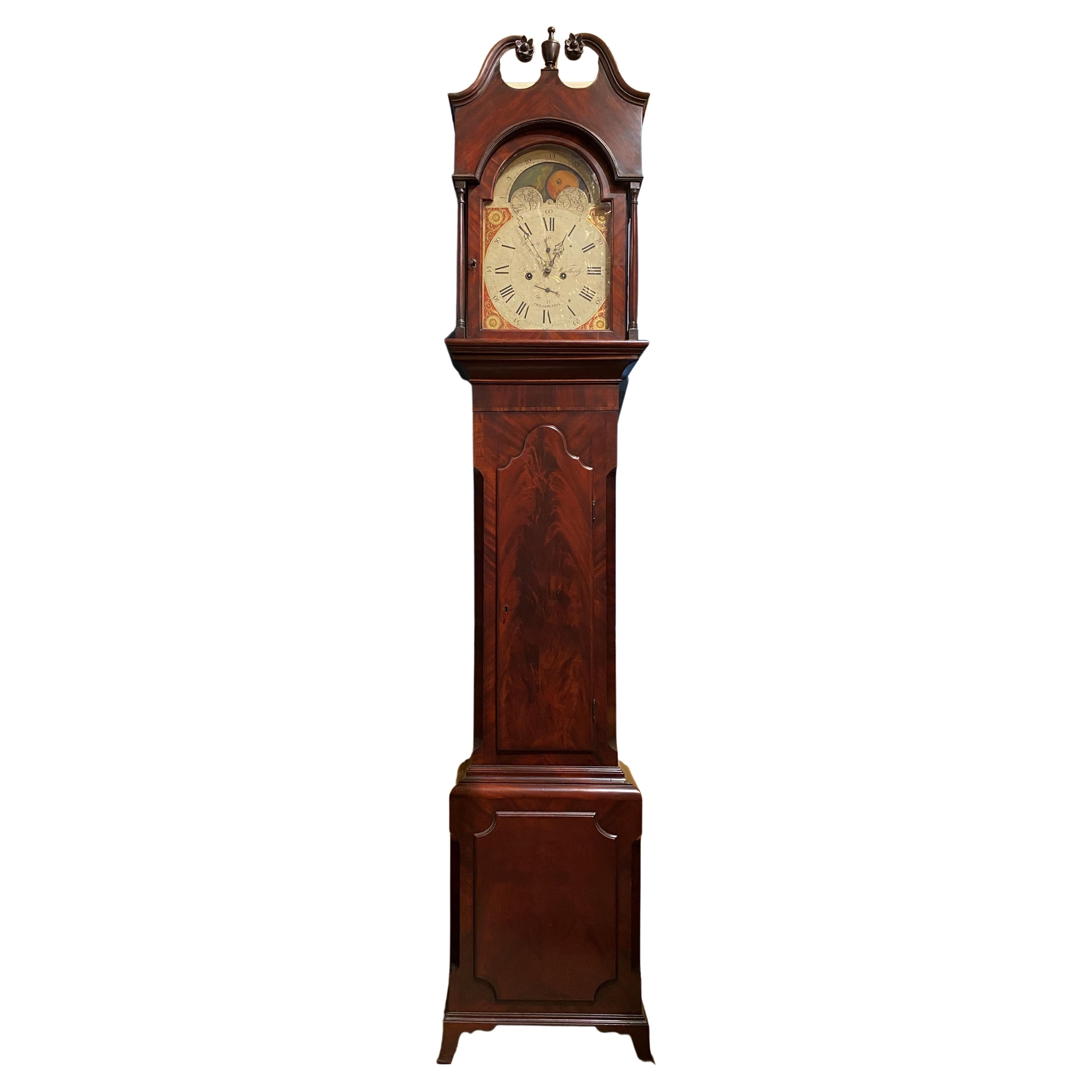 American Federal Mahogany Tall Case Clock, David Weatherly ...