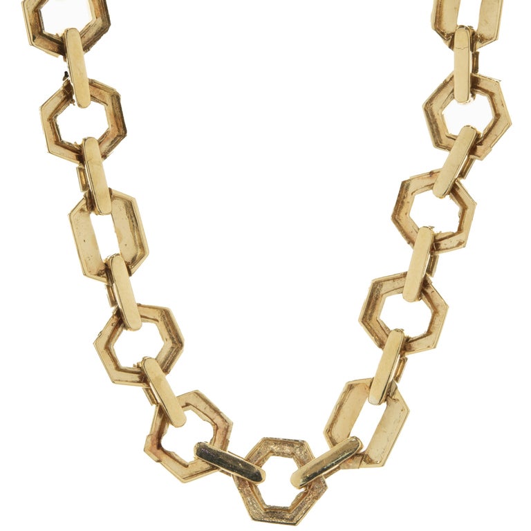 David Webb 18 Karat Yellow Gold Hexagon Link Chain Necklace For Sale at ...