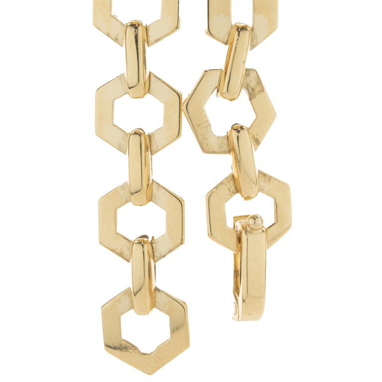 David Webb 18 Karat Yellow Gold Hexagon Link Chain Necklace For Sale at ...