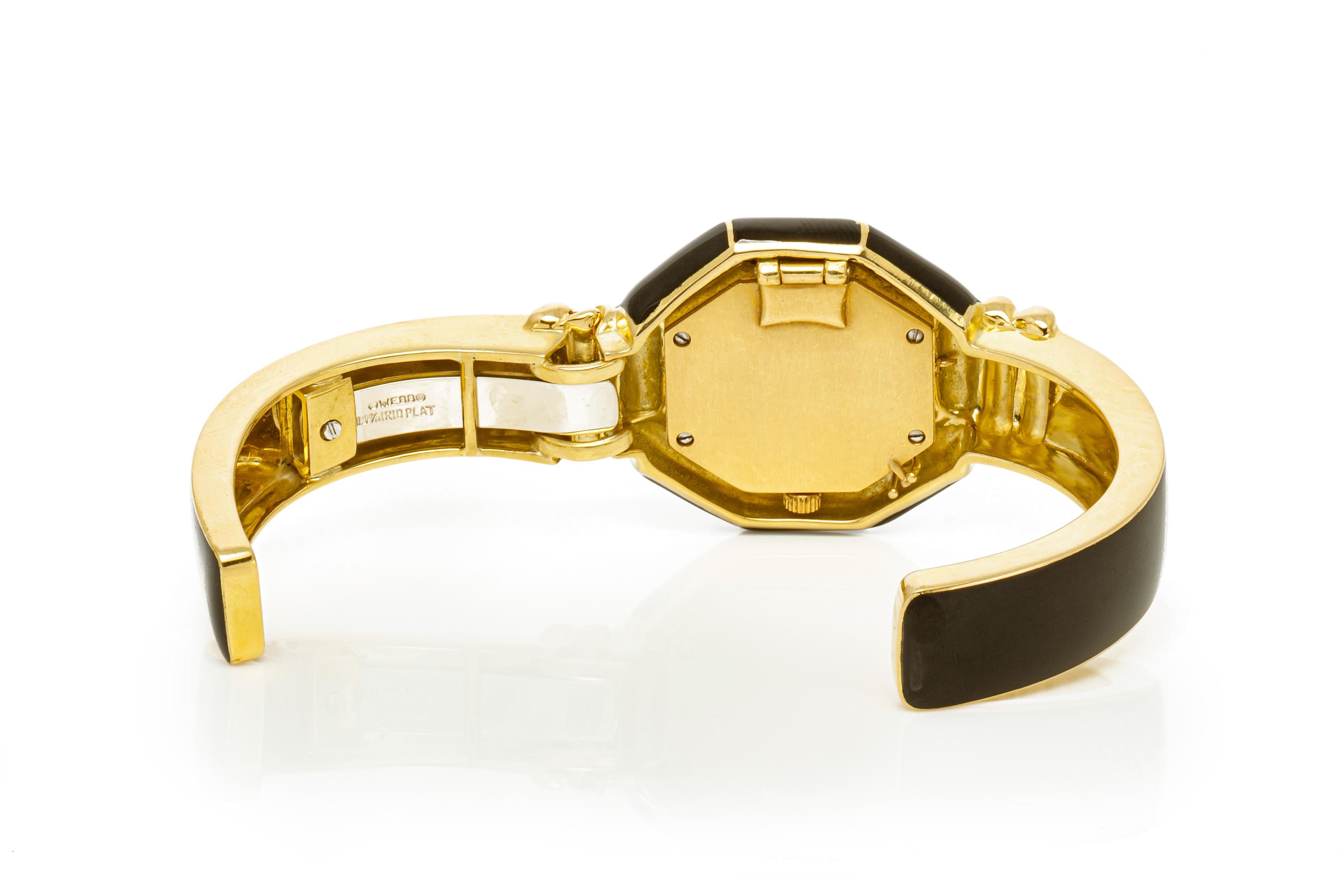 David Webb Black Enamel Watch with Diamonds For Sale at 1stDibs