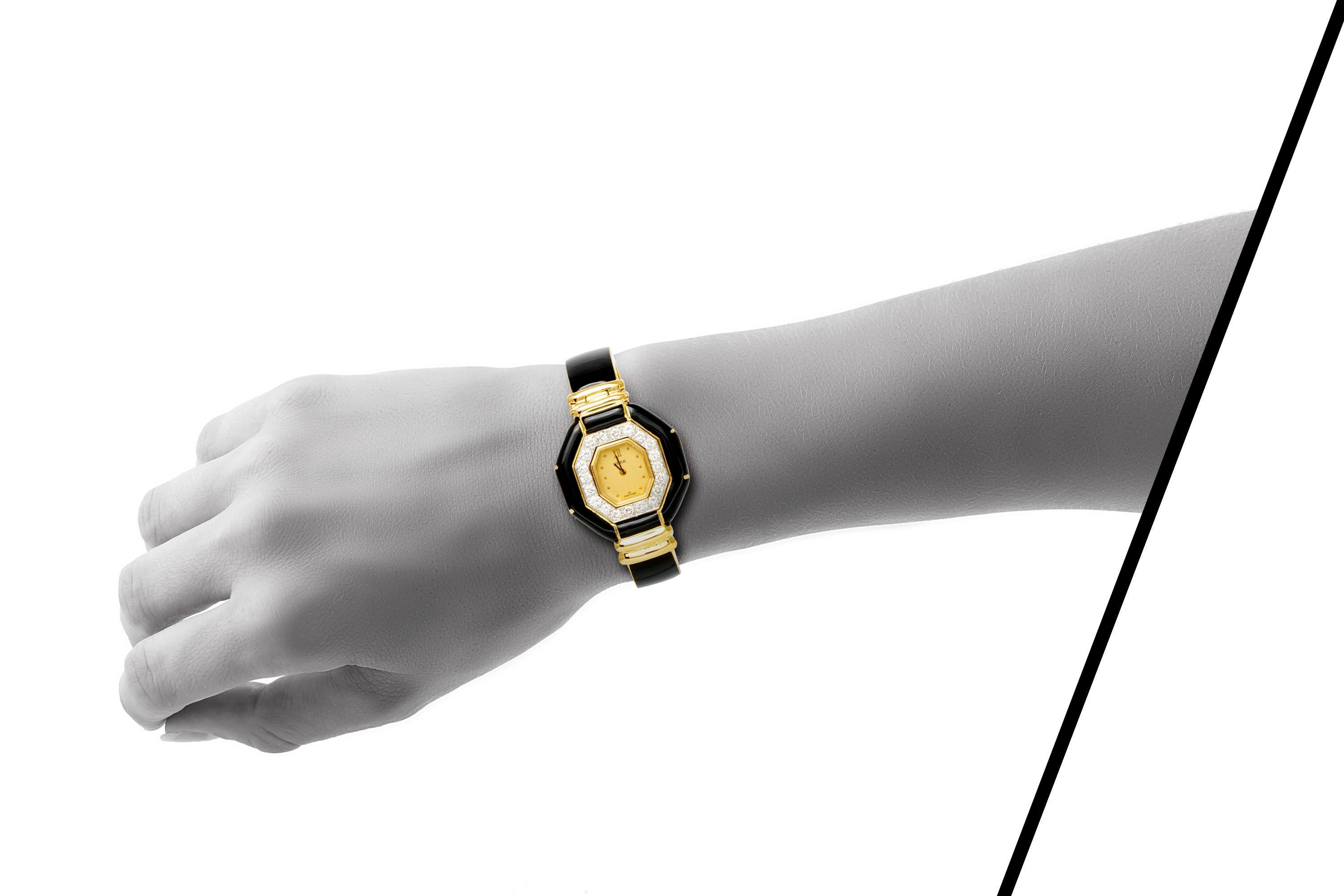 David Webb Black Enamel Watch with Diamonds For Sale at 1stDibs