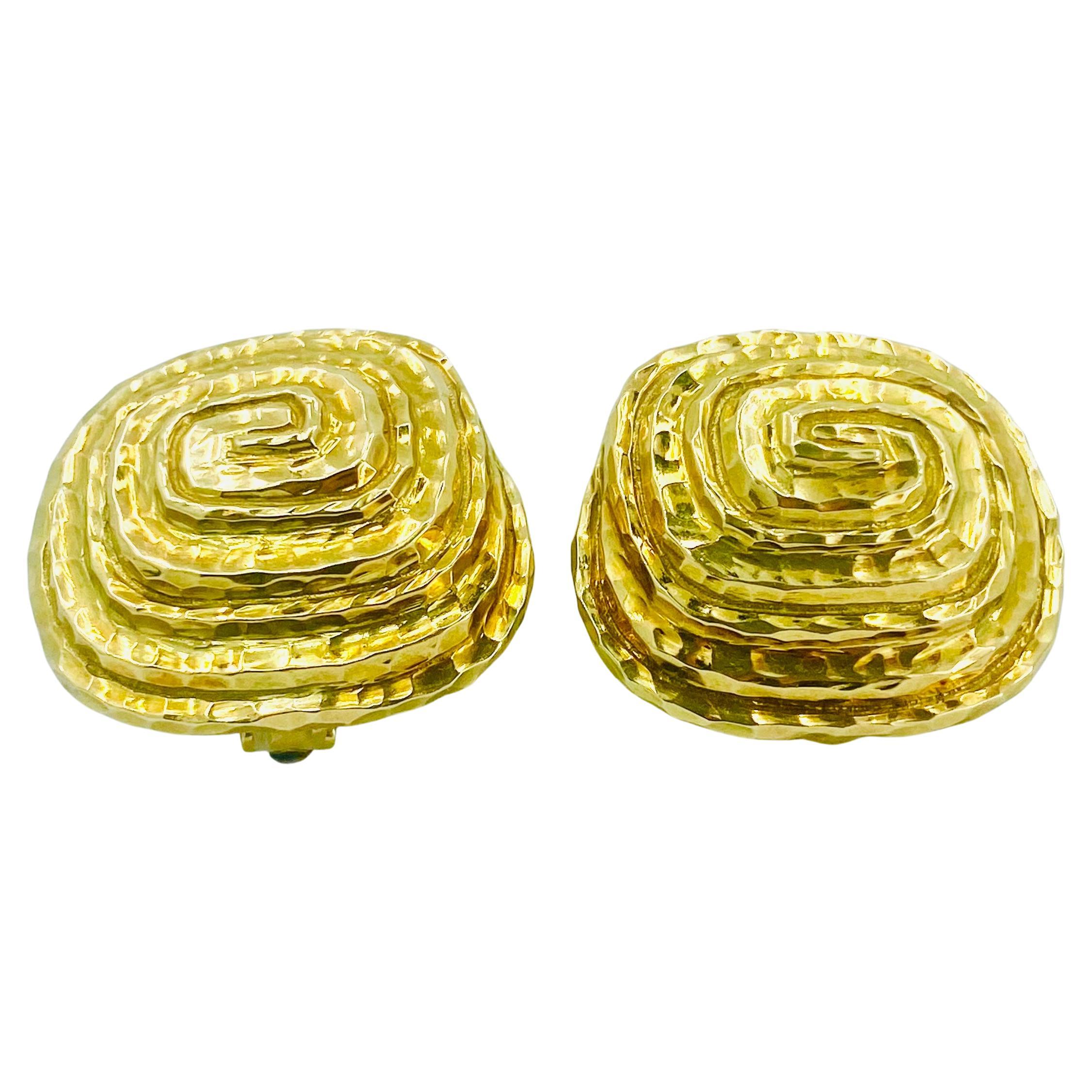 David Webb Textured Gold and Diamond Clip-on Earrings, 18k For Sale at ...