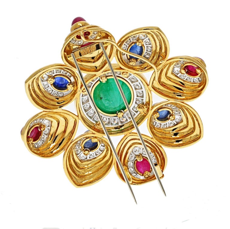David Webb 18K Gold Multicolor Cabochon Gemstone and Diamond Maltese ...