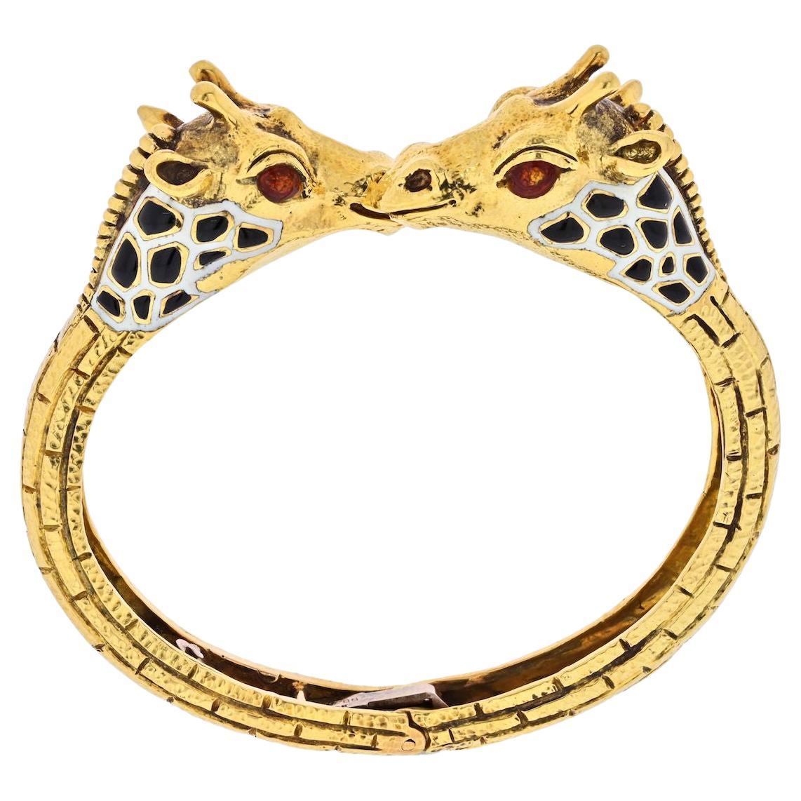 David Webb Gold Vintage 18k Yellow Leopard Double Head Pave Diamond ...