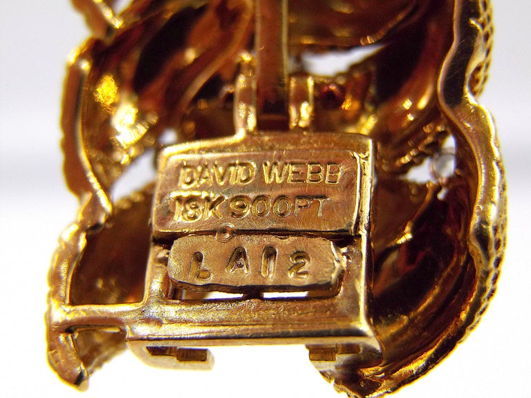 David Webb 18K Yellow Gold Platinum Diamond Wristwatch Bracelet For ...