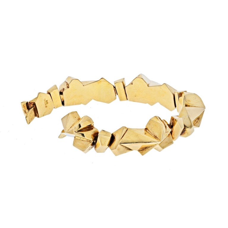 David Webb 18K Yellow Gold Ski Slope Nugget Bracelet For Sale at 1stDibs