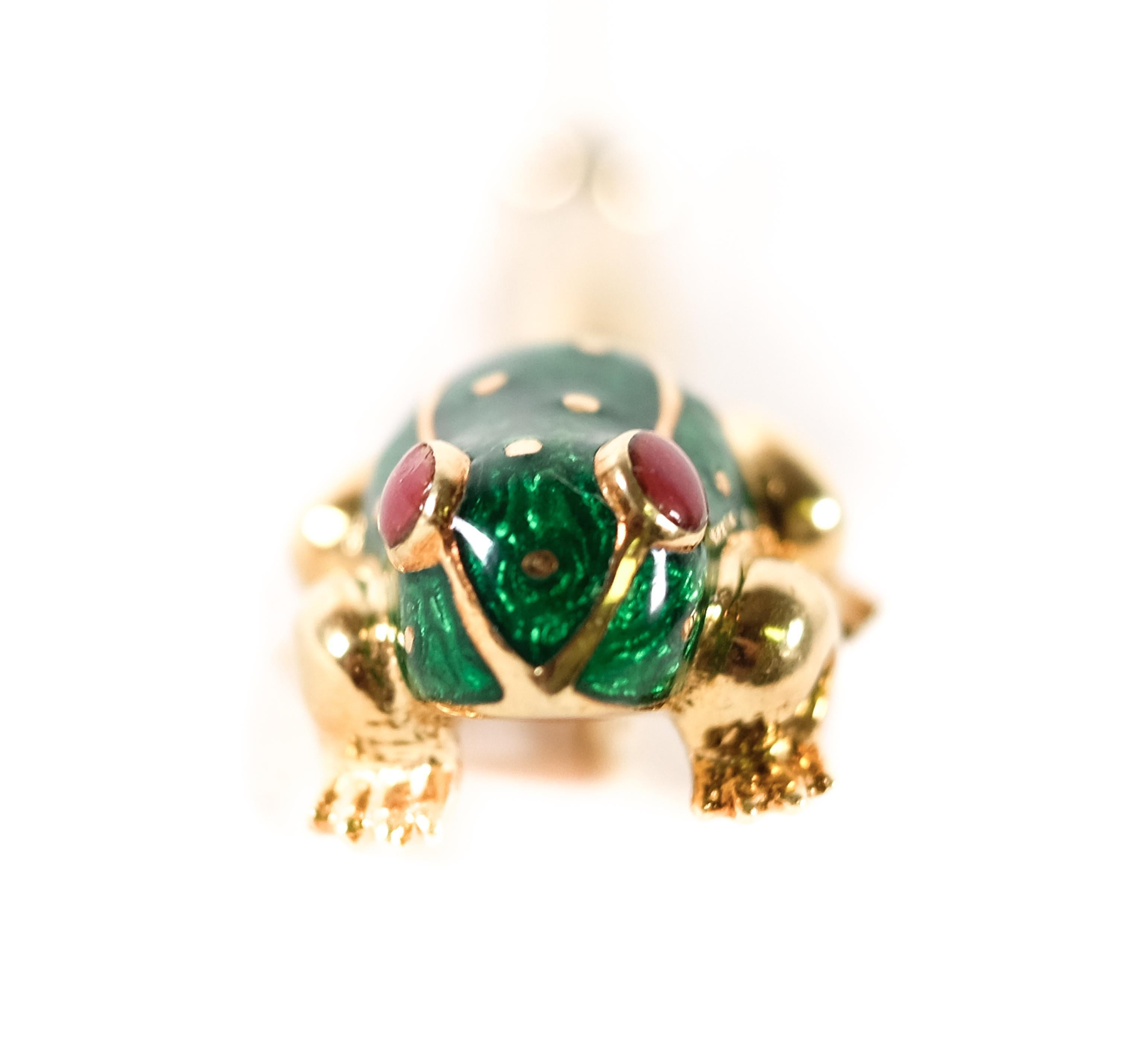 David Webb 18k YG Enamel Frog Stickpin with COA For Sale at 1stDibs