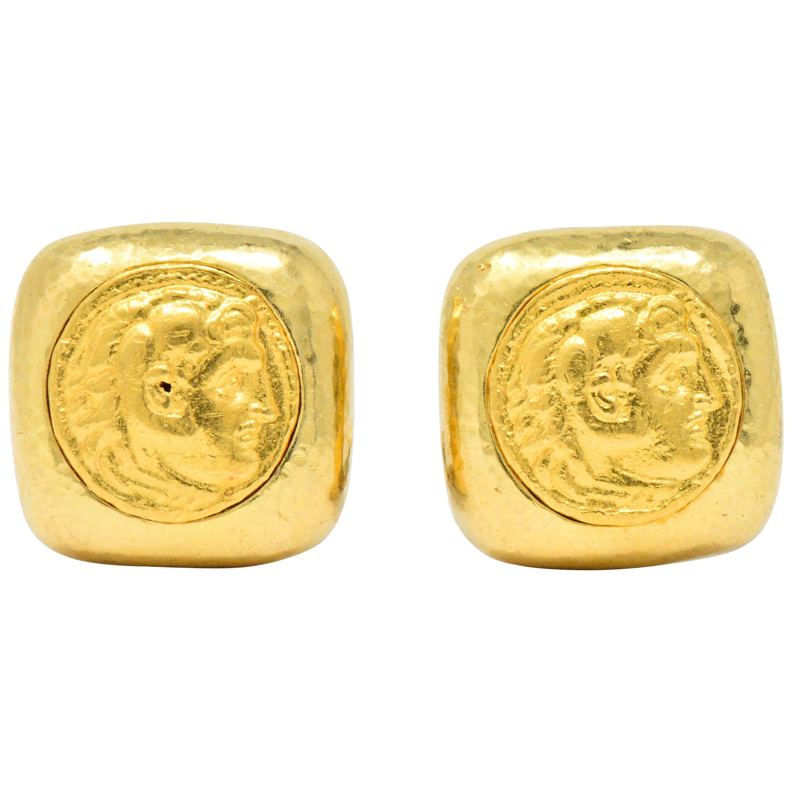 David Webb Ancient Coin 18 Karat Gold Alexander The Great Ear-Clip ...
