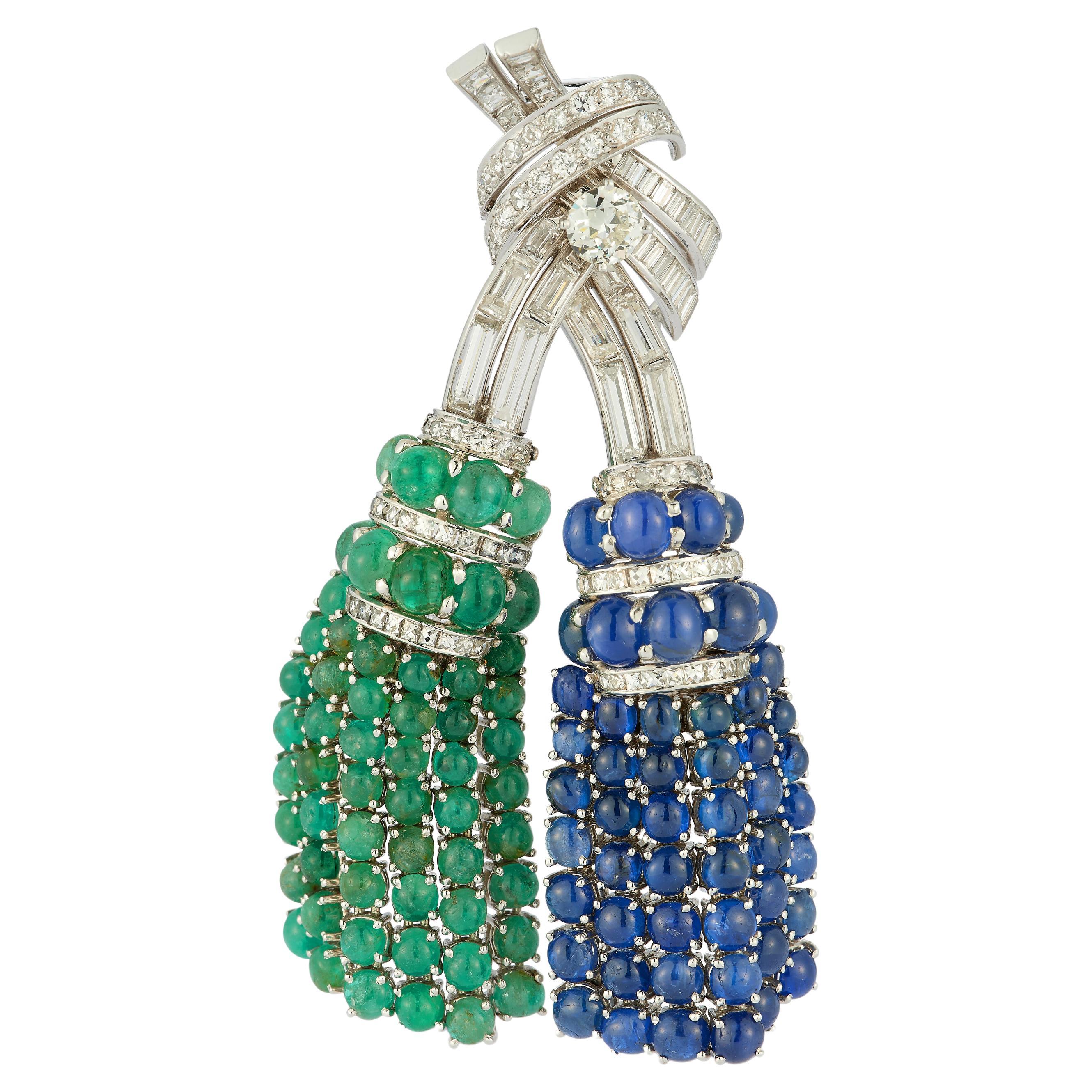 David Webb Ruby Sapphire Emerald Diamond Yellow Gold Brooch Brooch ...