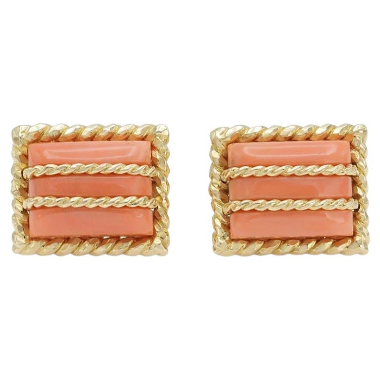 David Webb Coral Cufflinks For Sale at 1stDibs