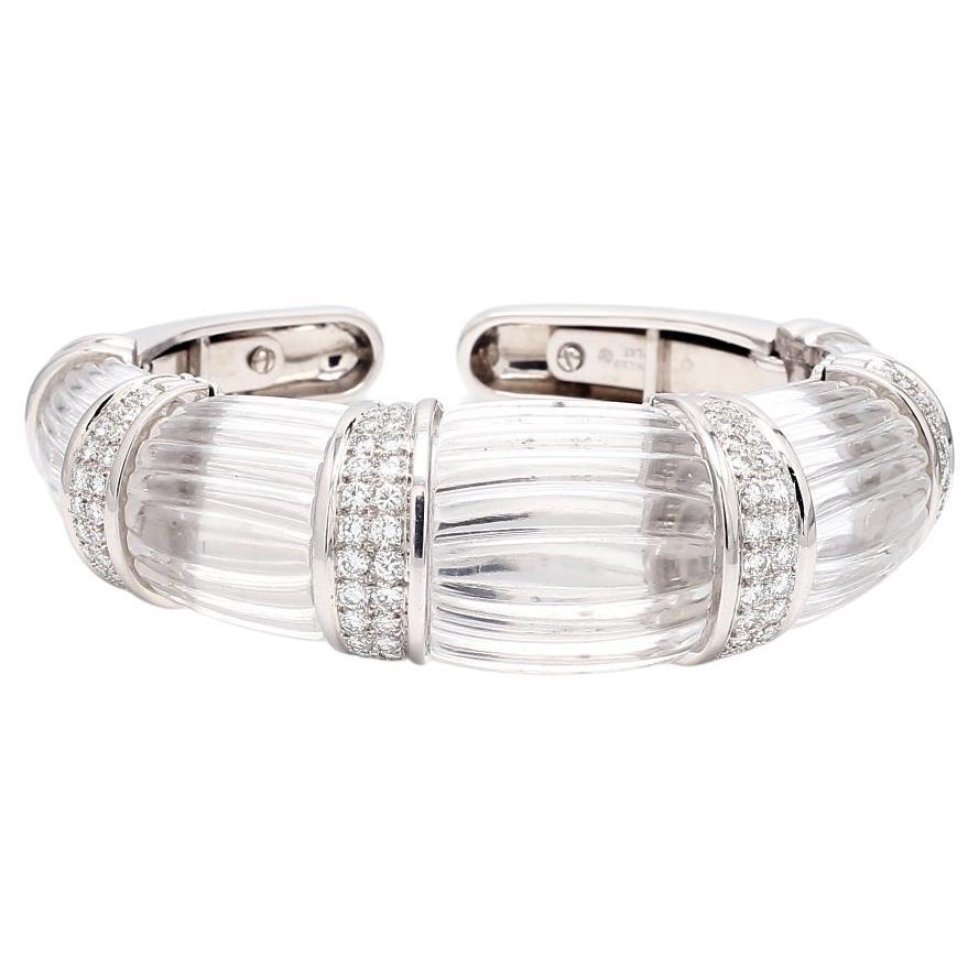 David Webb Rock Crystal Bracelet with Diamonds at 1stDibs