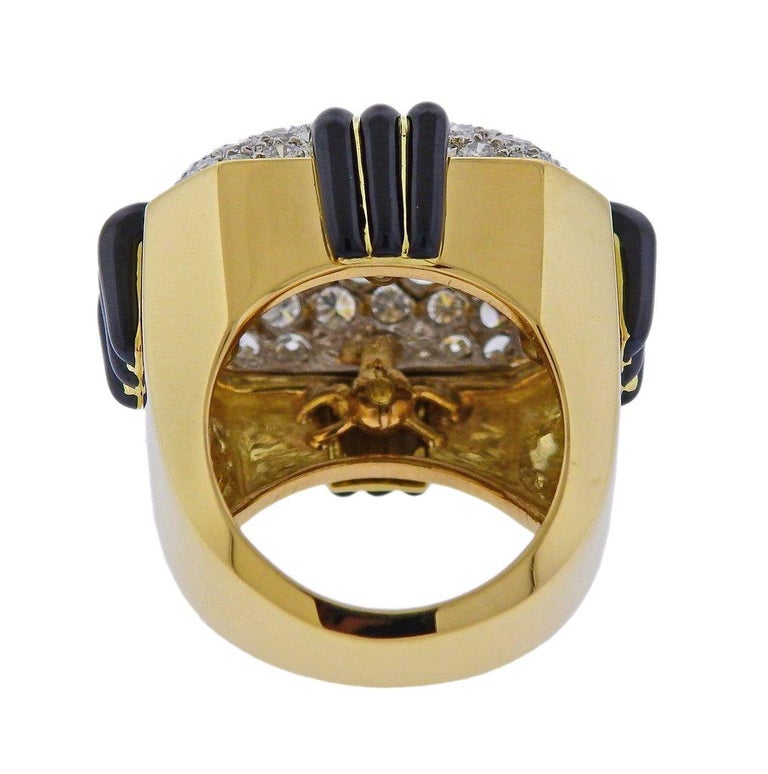 David Webb Diamond Enamel Gold Platinum Ring For Sale at 1stDibs
