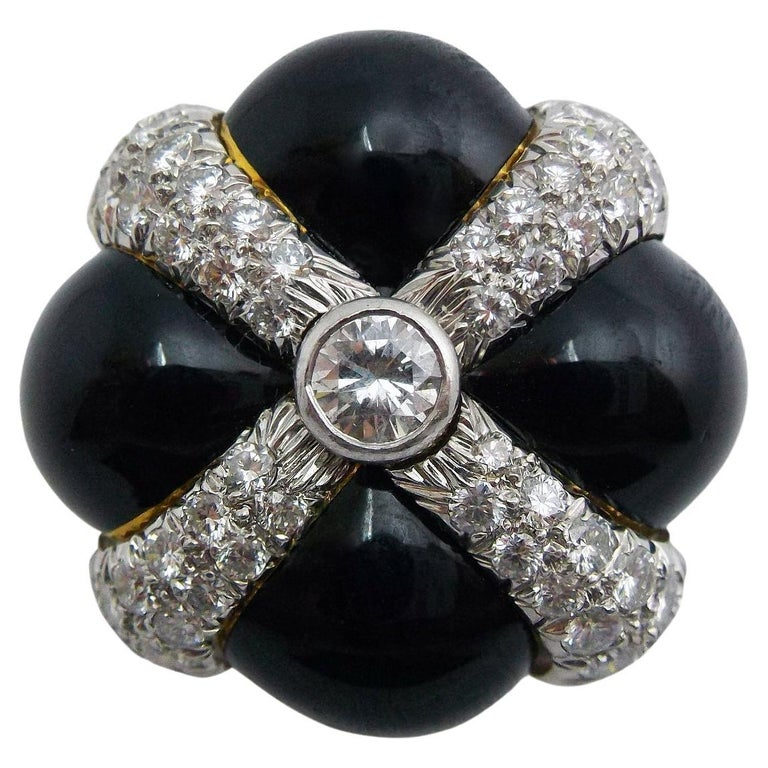 David Webb Diamond Enamel Gold Platinum Ring For Sale at 1stDibs